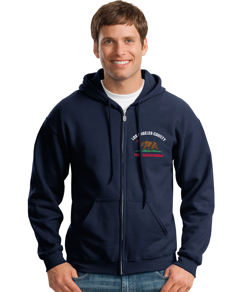 Los Angeles County Fire Department California Bear Hooded Zippered Swe ...